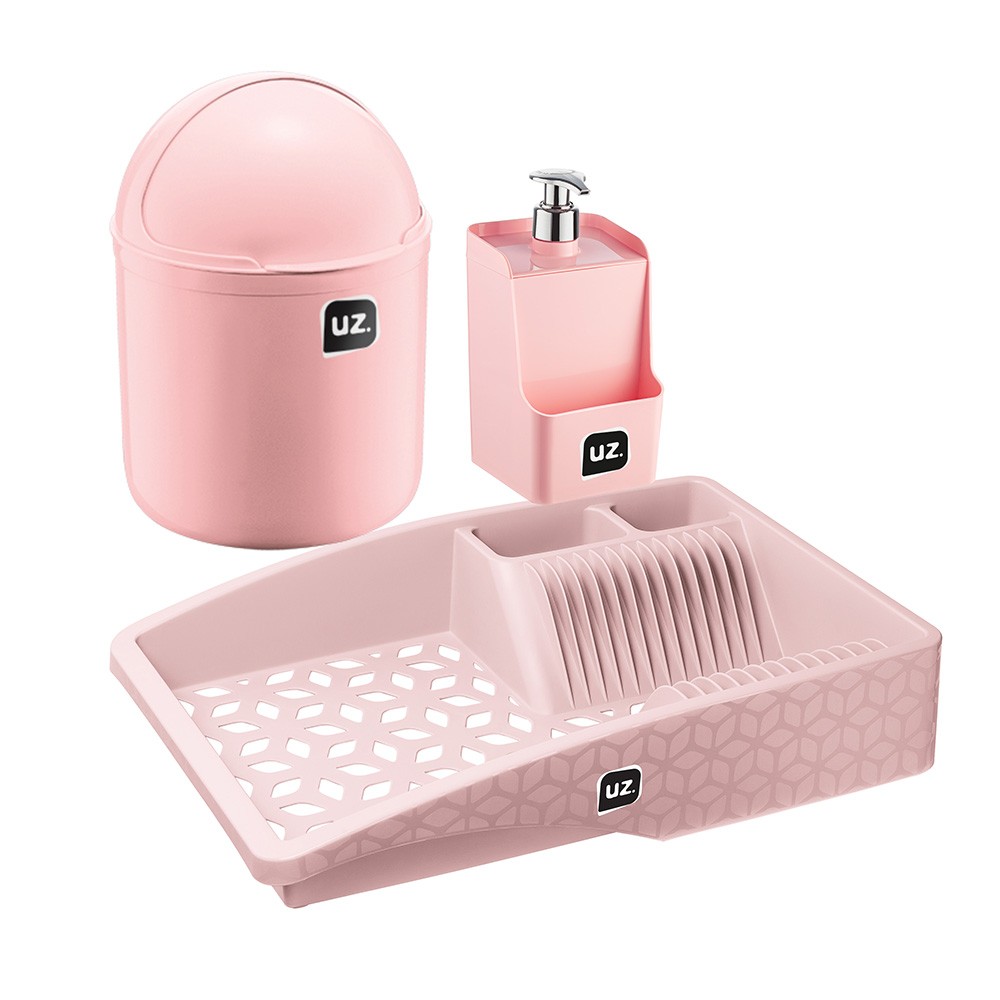 Kit Pia Multiuso Sólido de Plástico Rosa Quartz - Pe